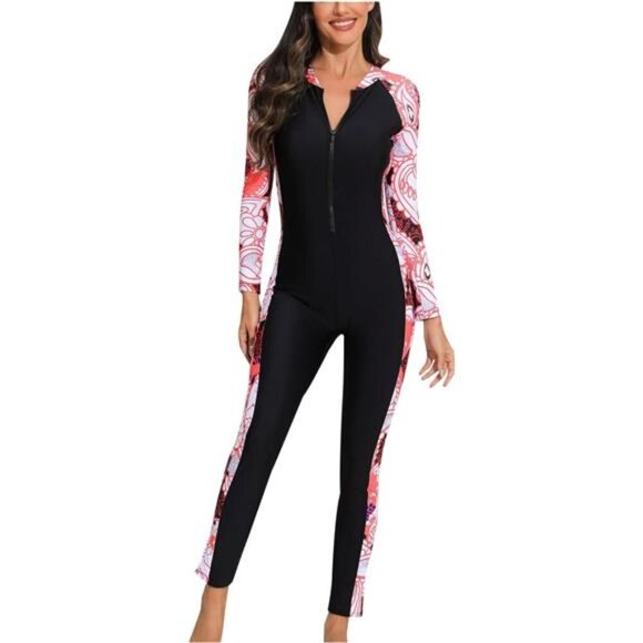 Swim | Womens Long Sleeve Zip Front Rash Guard Full Body Swimsuit Sun ...